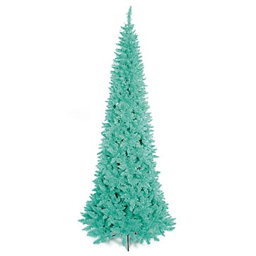 7.5 Foot Slim Ashley Aqua Tree: Aqua Lights | Divaloo