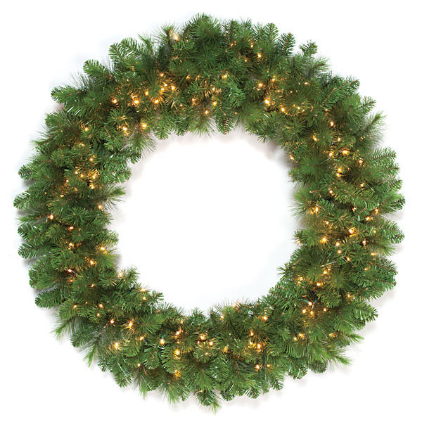 48 inch Mixed Pine Wreath - Battery Operated 5MM LEDs | C-121458B