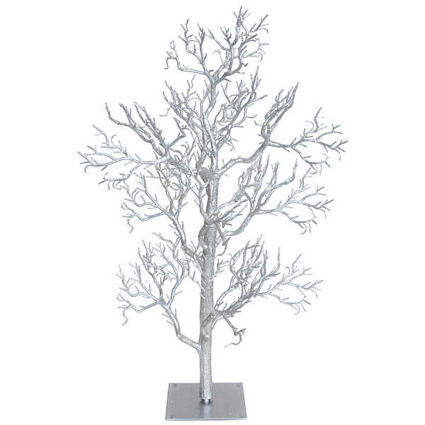42 inch Silver Plastic Glittered Twig Tree | A-110605