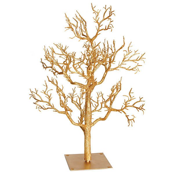 32 inch Gold Plastic Glittered Twig Tree | A-120190