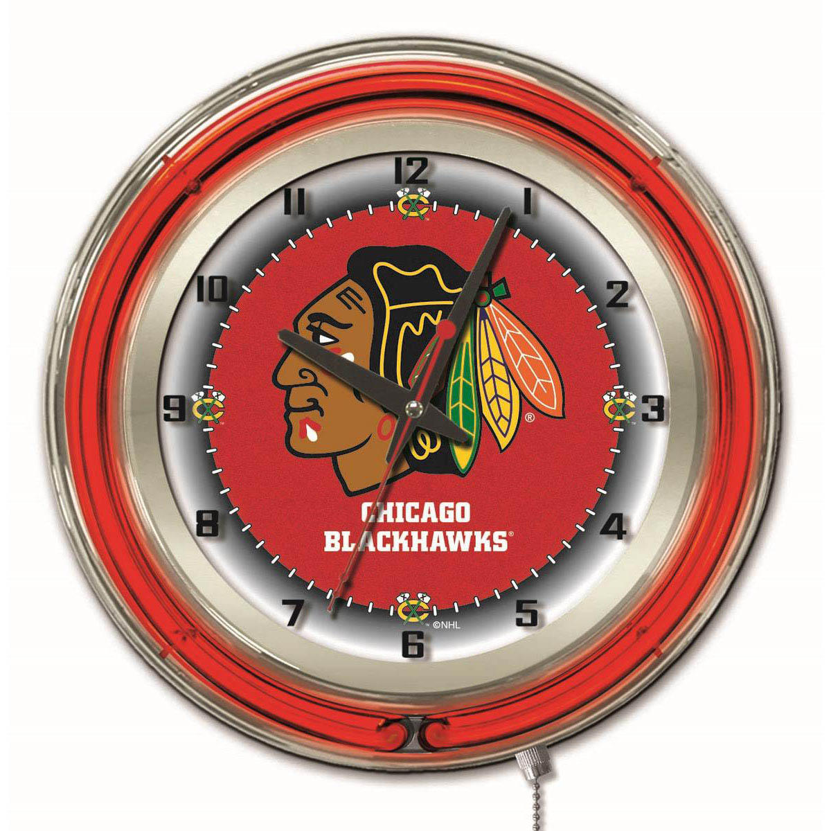 Holland Bar Stool Co. | 19 inch Chicago Blackhawks Neon Clock | Clk19ChiHwk