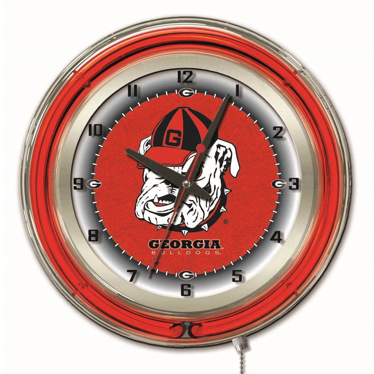 Holland Bar Stool Co. | 19 inch Georgia Bulldog Neon Clock | Clk19GA-Dog