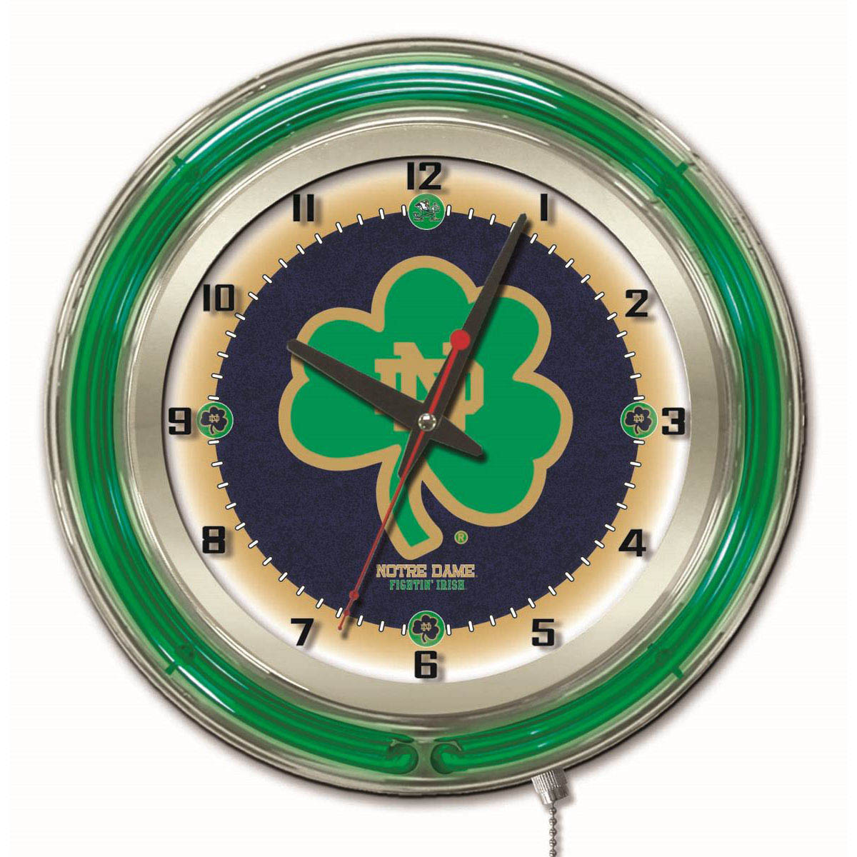 Holland Bar Stool Co. | 19 inch Notre Dame Shamrock Neon Clock ...