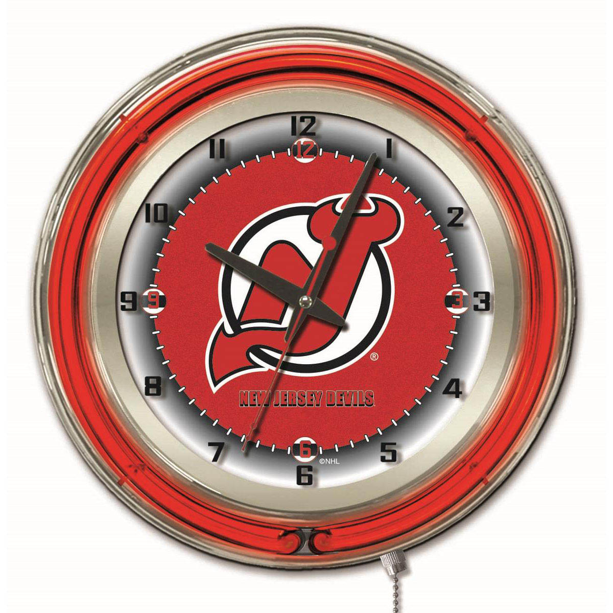 Holland Bar Stool Co. | 19 inch New Jersey Devils Neon Clock | Clk19NJDevl