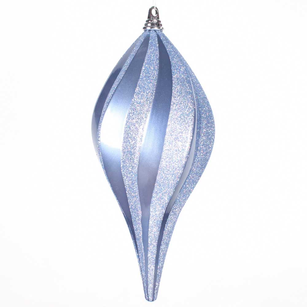 8 inch Periwinkle Candy Glitter Swirl Drop Ornament | M132552