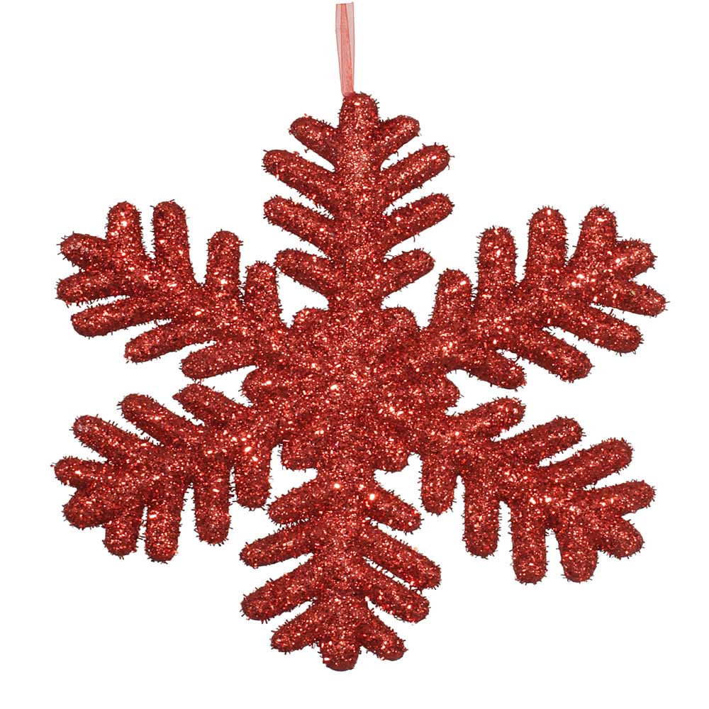 13.75 inch Red Glitter Snowflake Ornament | M147303