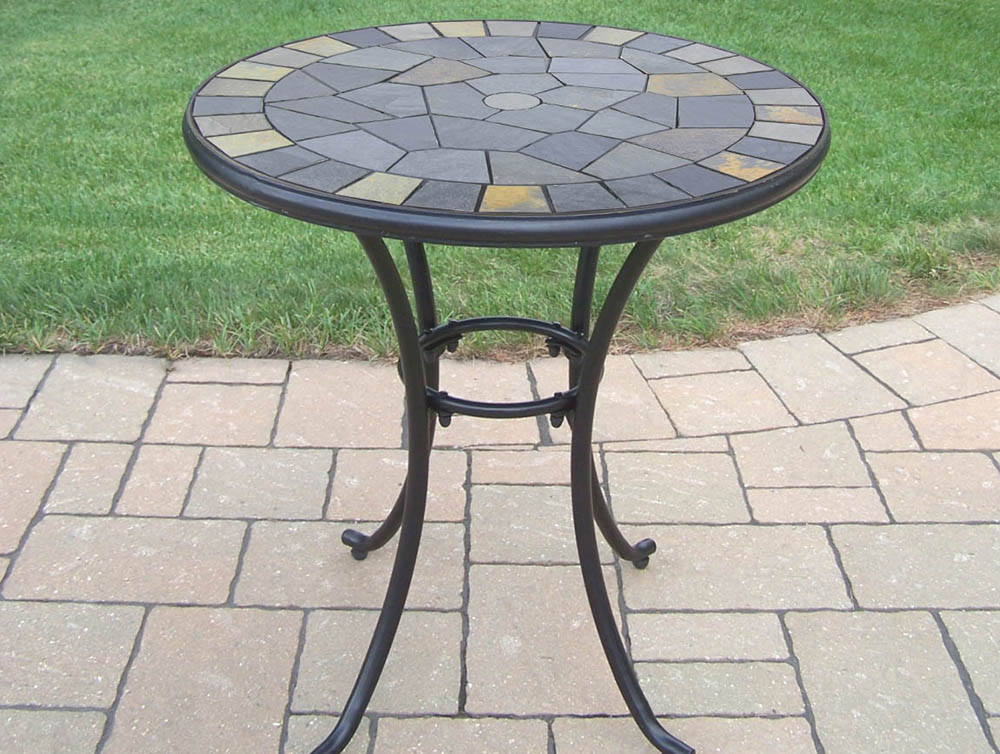 Oakland Living | Stone Art 26 inch Stone and Iron Round Bistro Table ...