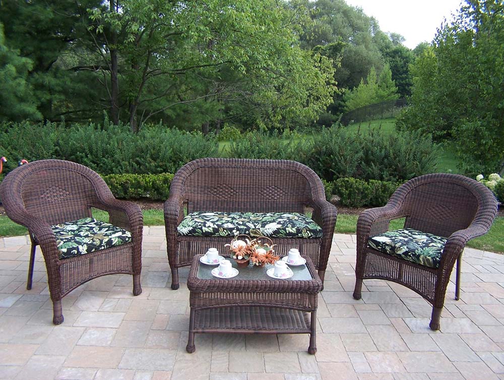 Oakland Living | Resin Wicker Seating Set with Arm Chairs and Loveseat ...