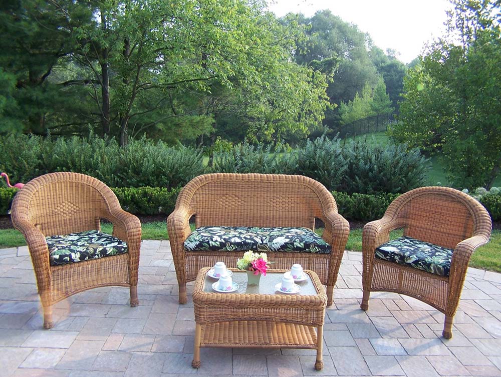 Oakland Living | Resin Wicker Seating Set with Arm Chairs and Loveseat ...