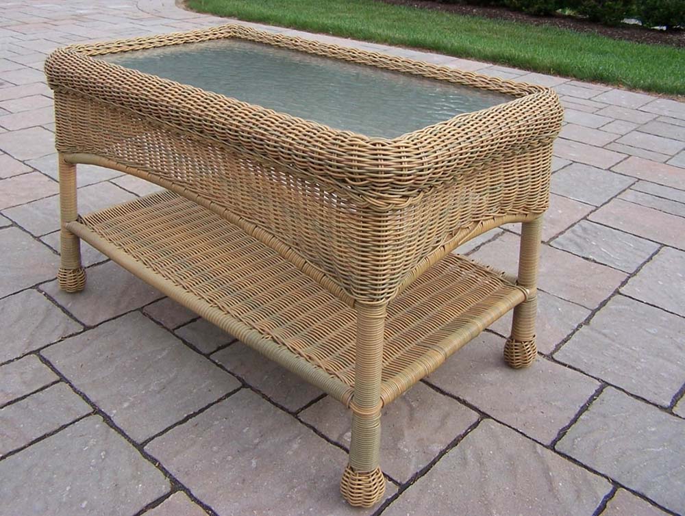 Oakland Living | Resin Wicker Rectangular Conversation Table in Honey ...