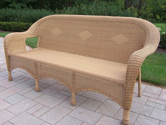 Oakland Living Resin Wicker 3 Person Outdoor Settee in Honey 90028 HN