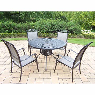 Oakland Living 5pc Set: Sunray Table 4 Stackable... - Bonnie692