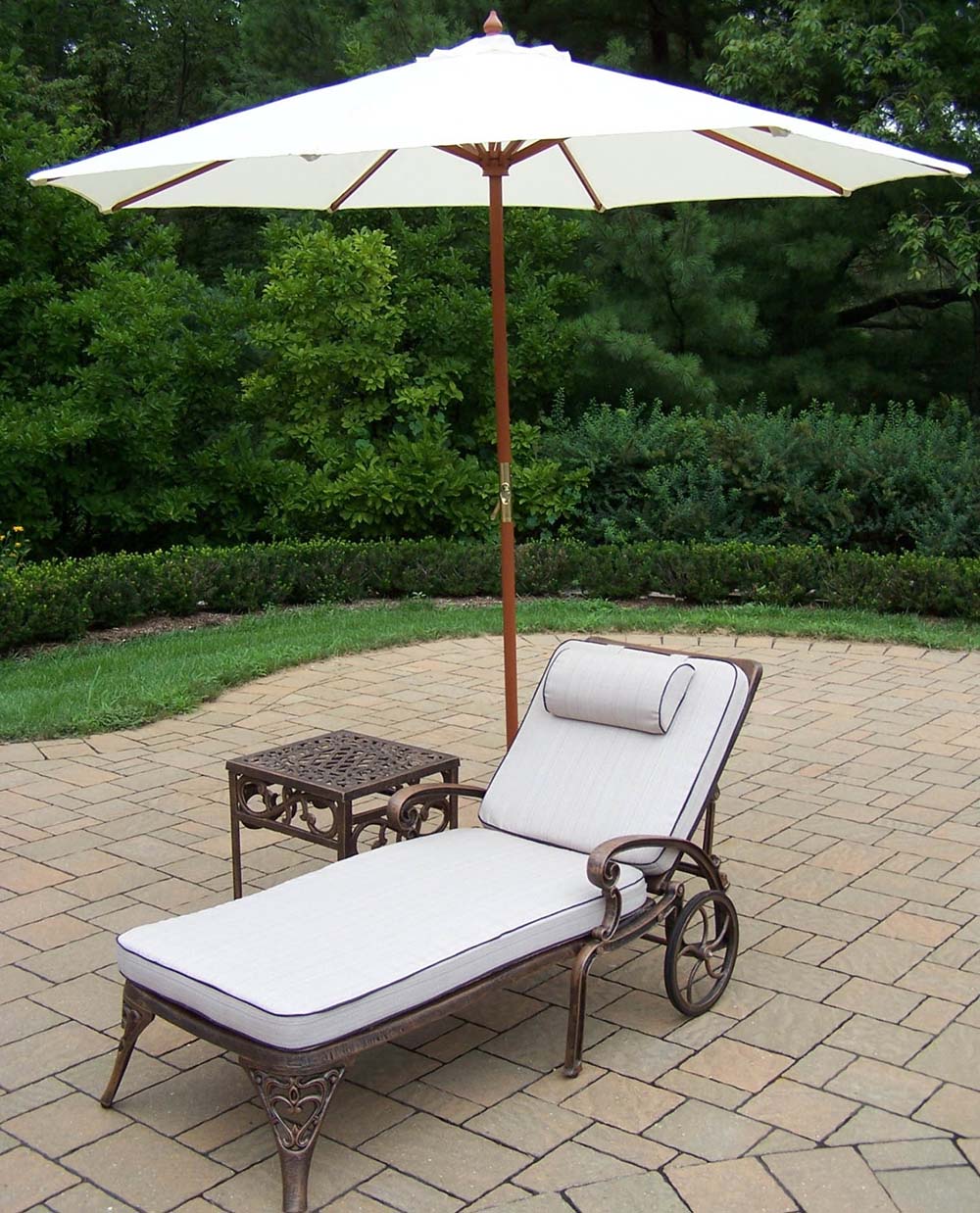 Oakland Living | Mississippi Chaise Lounge: Table, Stand, White ...