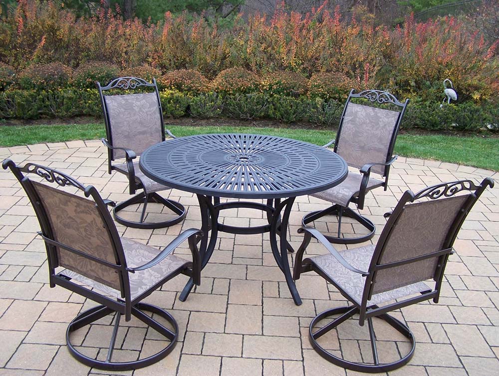 Oakland Living | Coffee Sunray Cascade Table, 5pc Swivel Dining Set ...