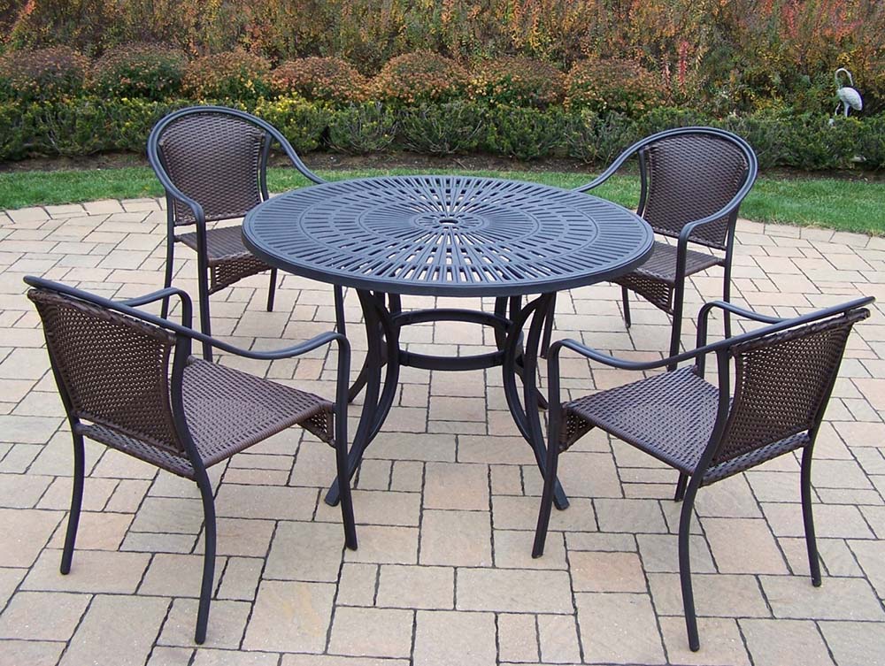 Oakland Living | Black Sunray Tuscany Table, 5pc Dining Set | 2137 ...