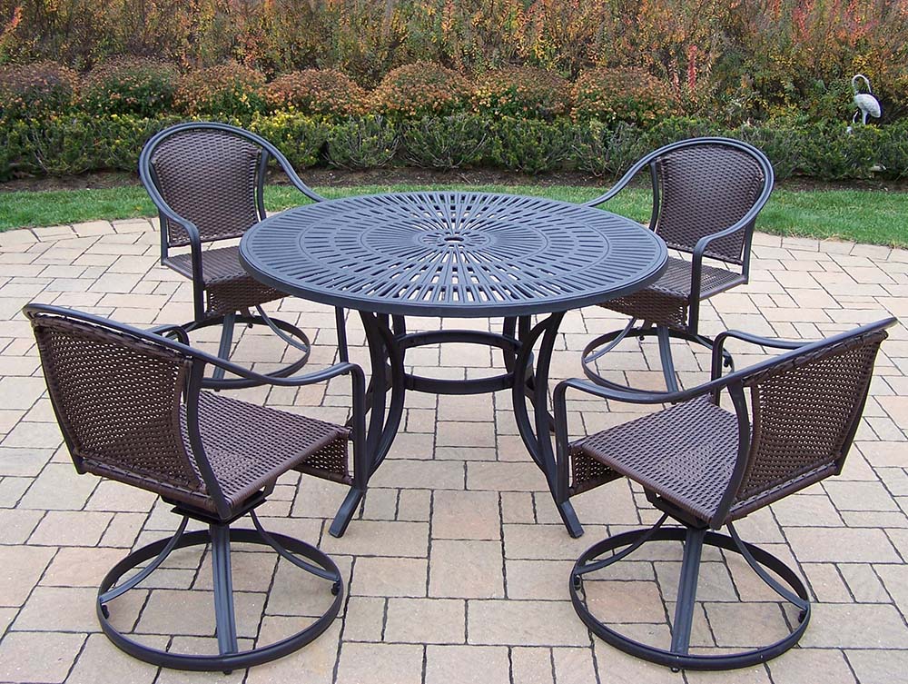 Oakland Living | Black Sunray Tuscany Table, 5pc Swivel Dining Set ...