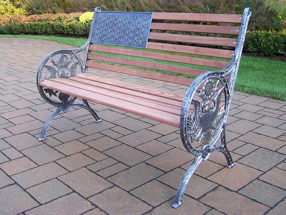 Oakland Living | Antique Pewter Proud American Bench | 6011-AP