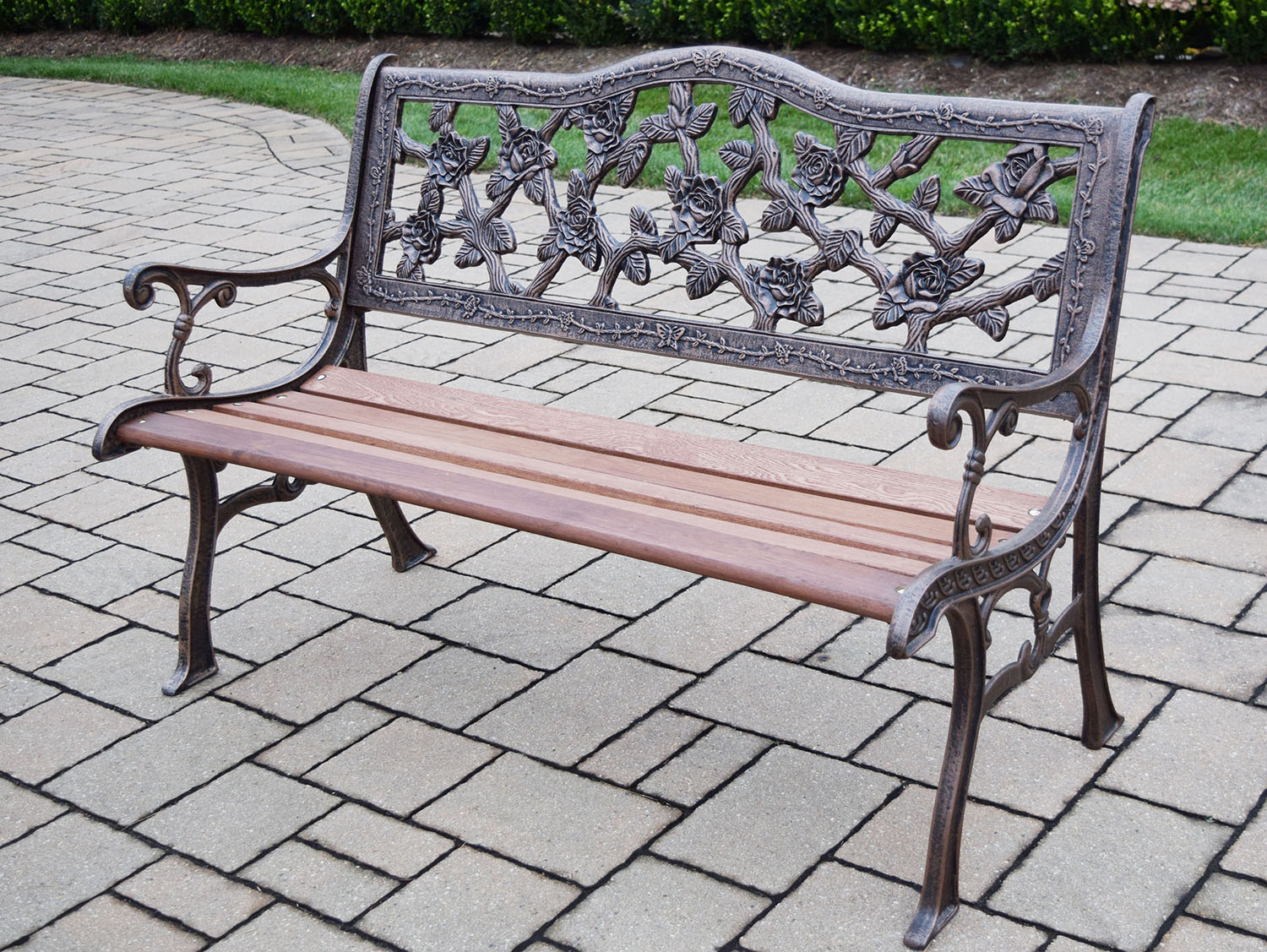 Oakland Living | Antique Bronze English Rose Bench | 6006-AB