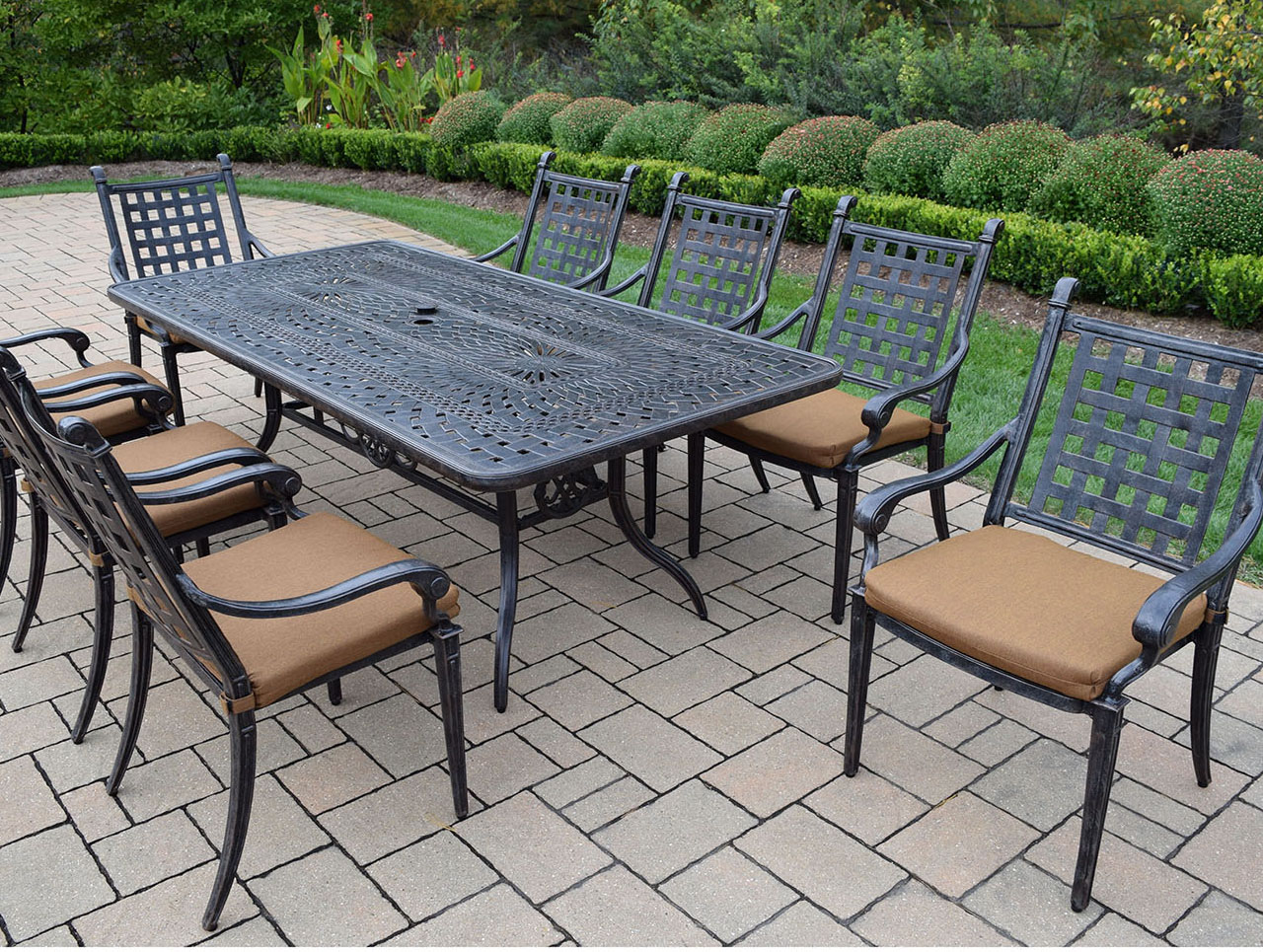 Oakland Living | Belmont 9pc Patio Dining Set with 84 inch Table ...