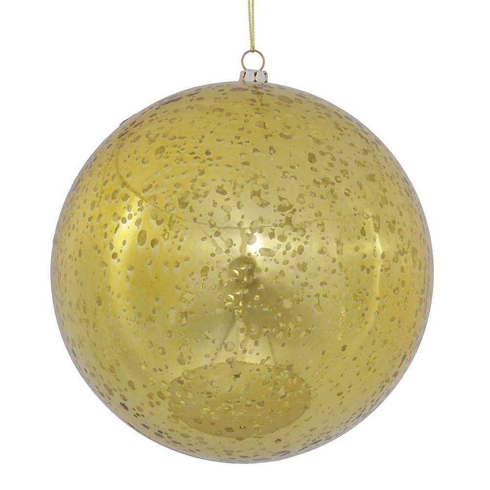 6 inch Gold Shiny Mercury Ball Ornament: Set of 4 | M166508