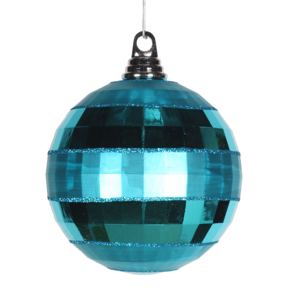 5.5 inch Turquoise Shiny-Matte Mirror Ball Ornament | M151612