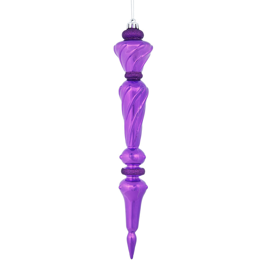 12 inch Purple Shiny Icicle Drop Ornament: Set of 3 | M161206