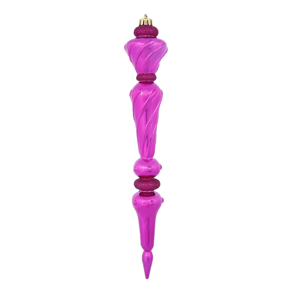 12 inch Cerise Shiny Icicle Drop Ornament: Set of 3 | M161209