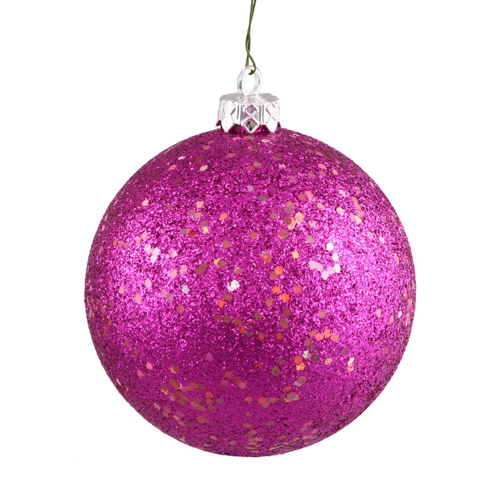 6 inch Magenta Sequin Ball Ornament: Set of 4 | N591510DQ