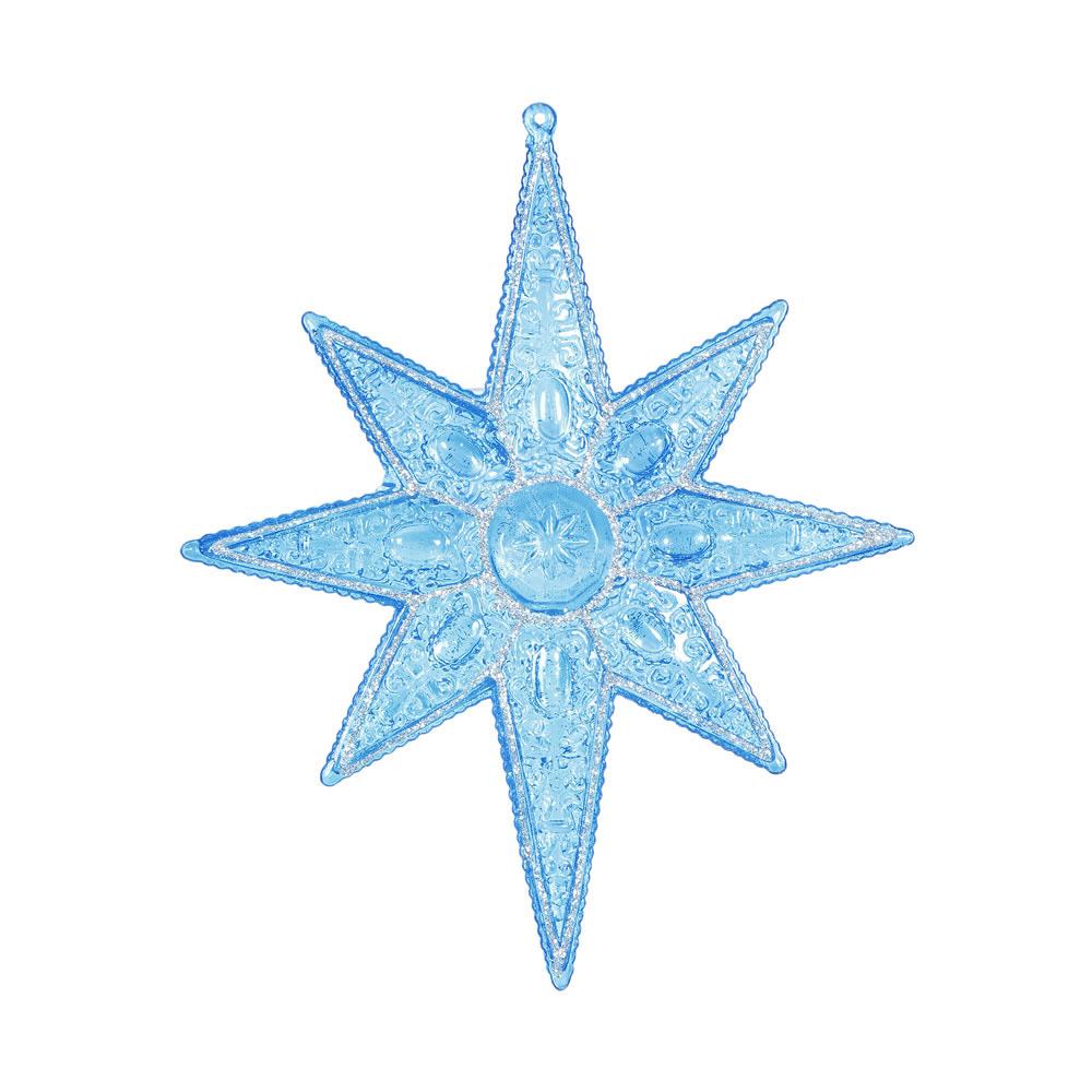 7 inch Blue 8-Point Star Ornament: Set of 6 | ON160702