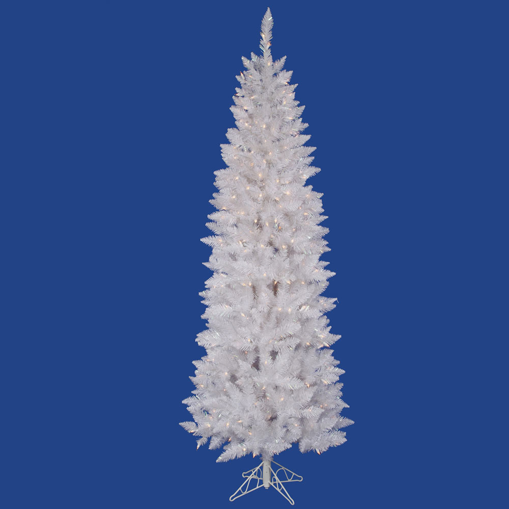5 foot Sparkle White Pencil Tree: Multi-Colored LEDs | A104052LED