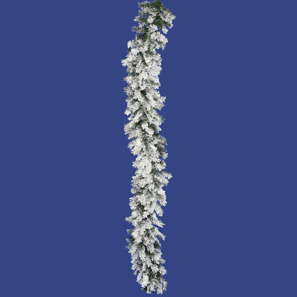 9 foot x 12 inch Flocked Alaskan Garland: Unlit | A806311