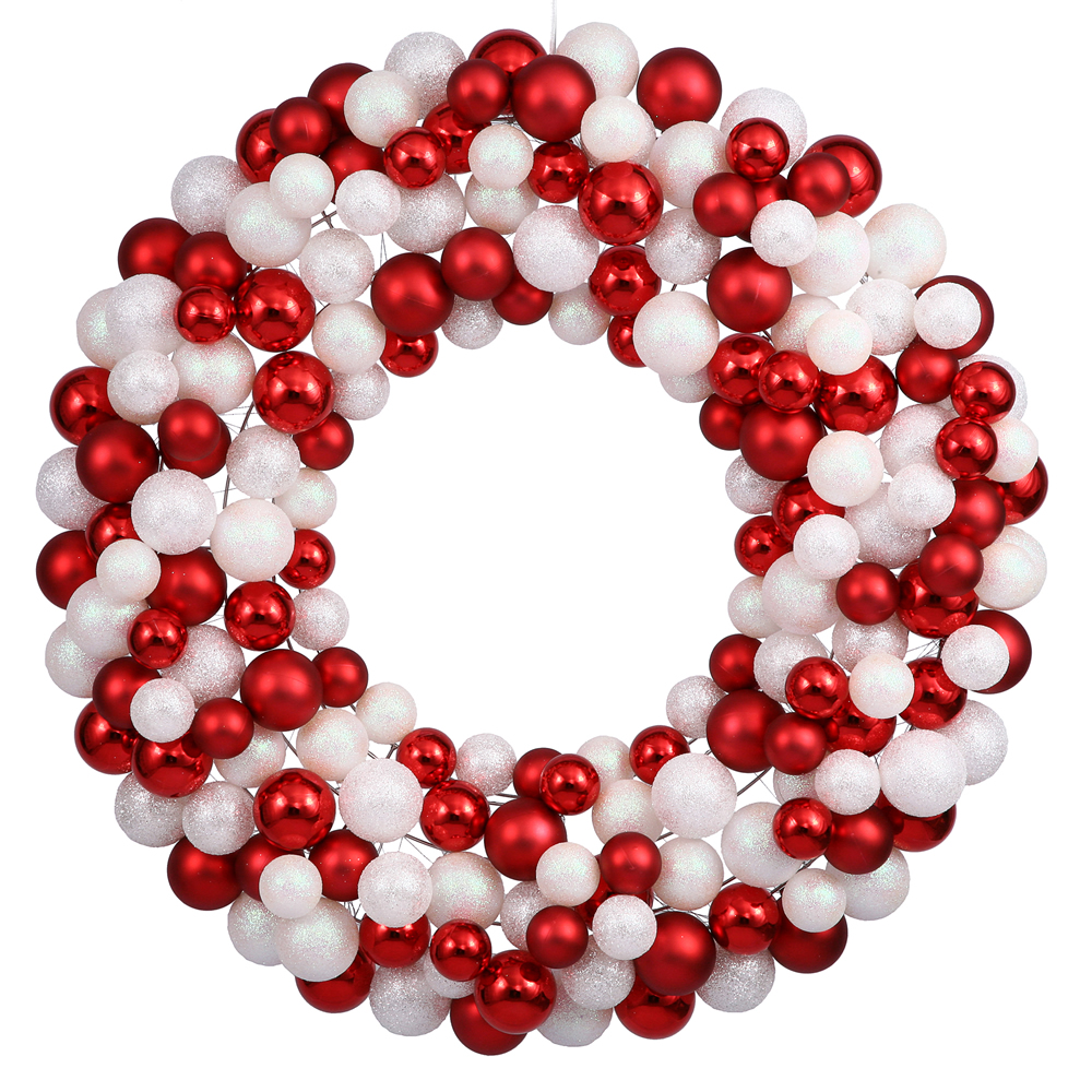36 inch Candy Cane Ball Wreath | N114601