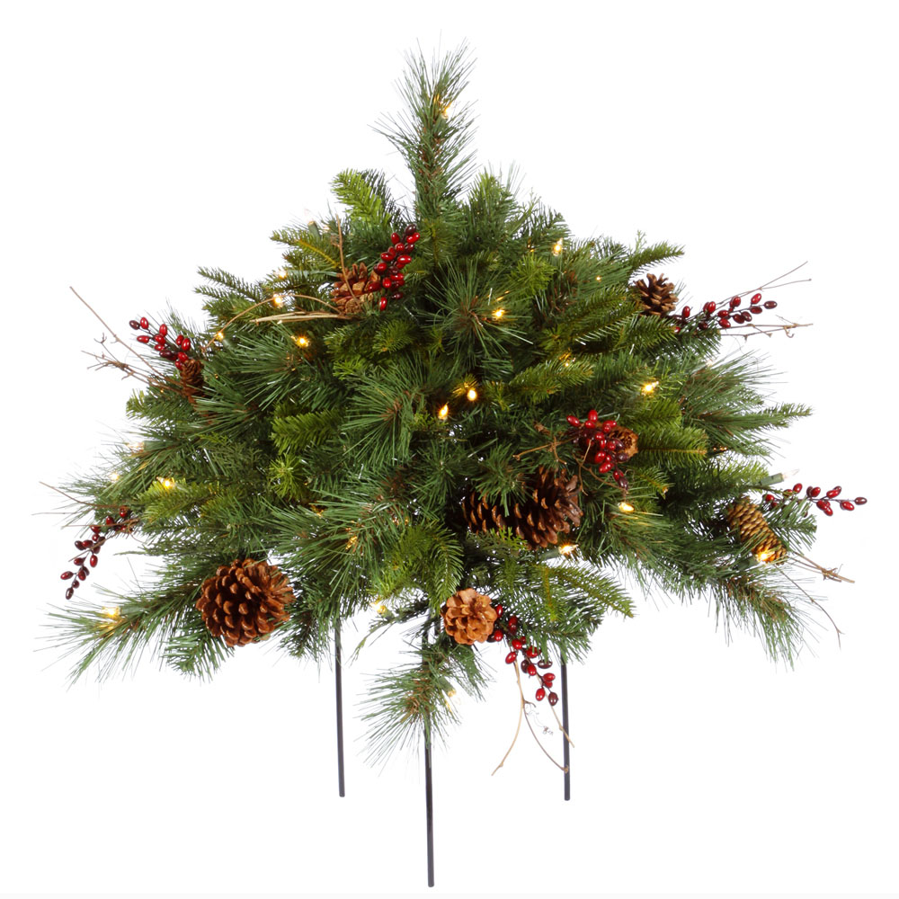 18 inch Cibola Berry Mixed Pine Bush: Lights | G118783