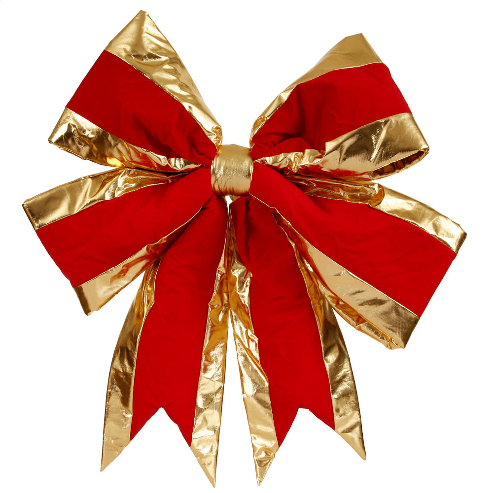 30H x 24W inch Red/Gold Velvet Structured Bow | L696530