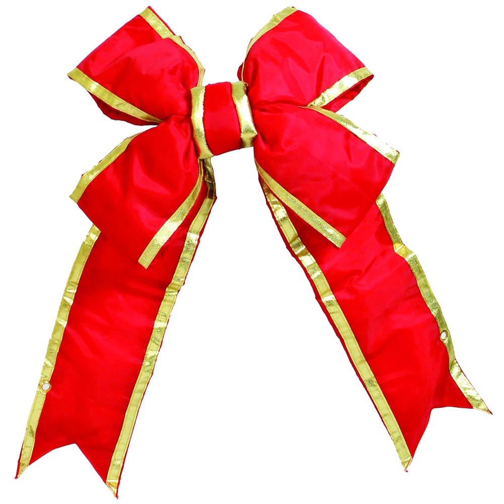 60H x 48W inch Artificial Red-Gold Nylon Outdoor Christmas Bow | L130448