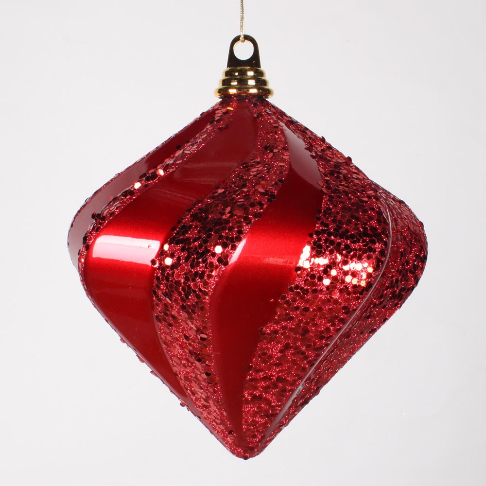 7.9 inch Candy Glitter Swirl Christmas Diamond Ornament: Red | M133303
