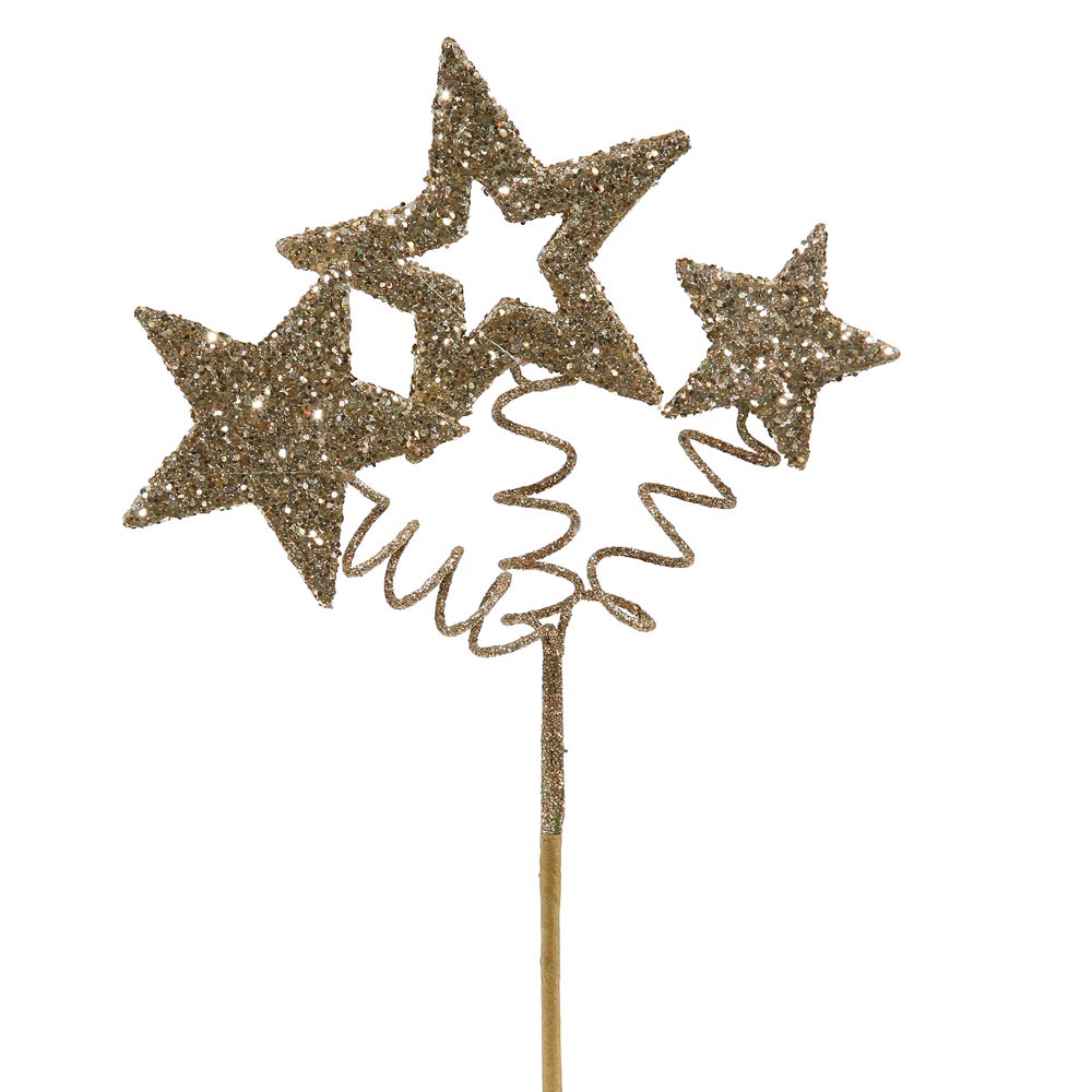 10 inch Glitter Star Christmas Spray: Champagne | P132711