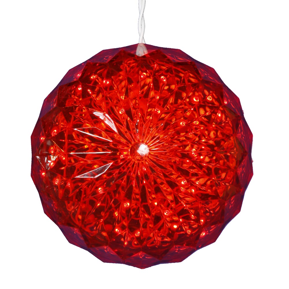 6 inch LED Outdoor Crystal Ball with 24 inch Lead Wire: Red | X106603