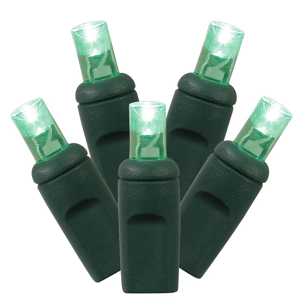 50 foot Wide Angle LED Lights with 6 inch Spacing on Green Wire: Green ...