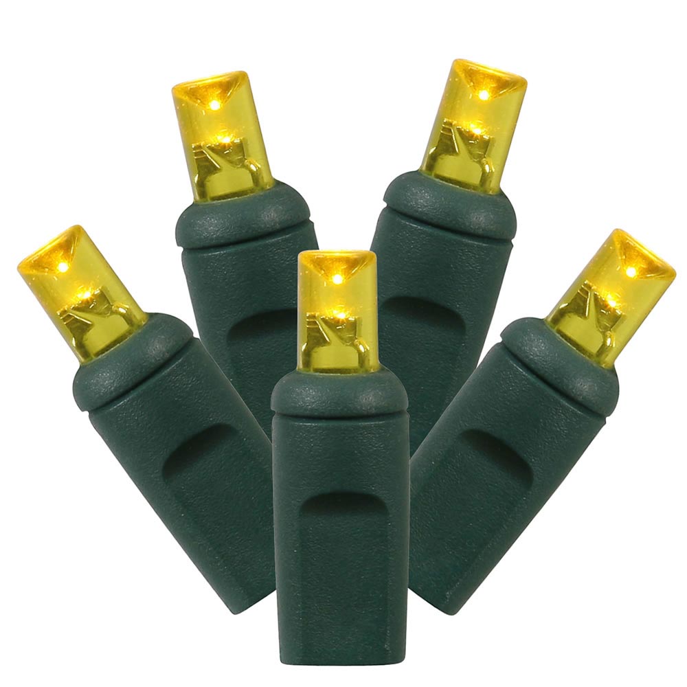 50 foot Wide Angle LED Lights with 6 inch Spacing on Green Wire: Yellow ...