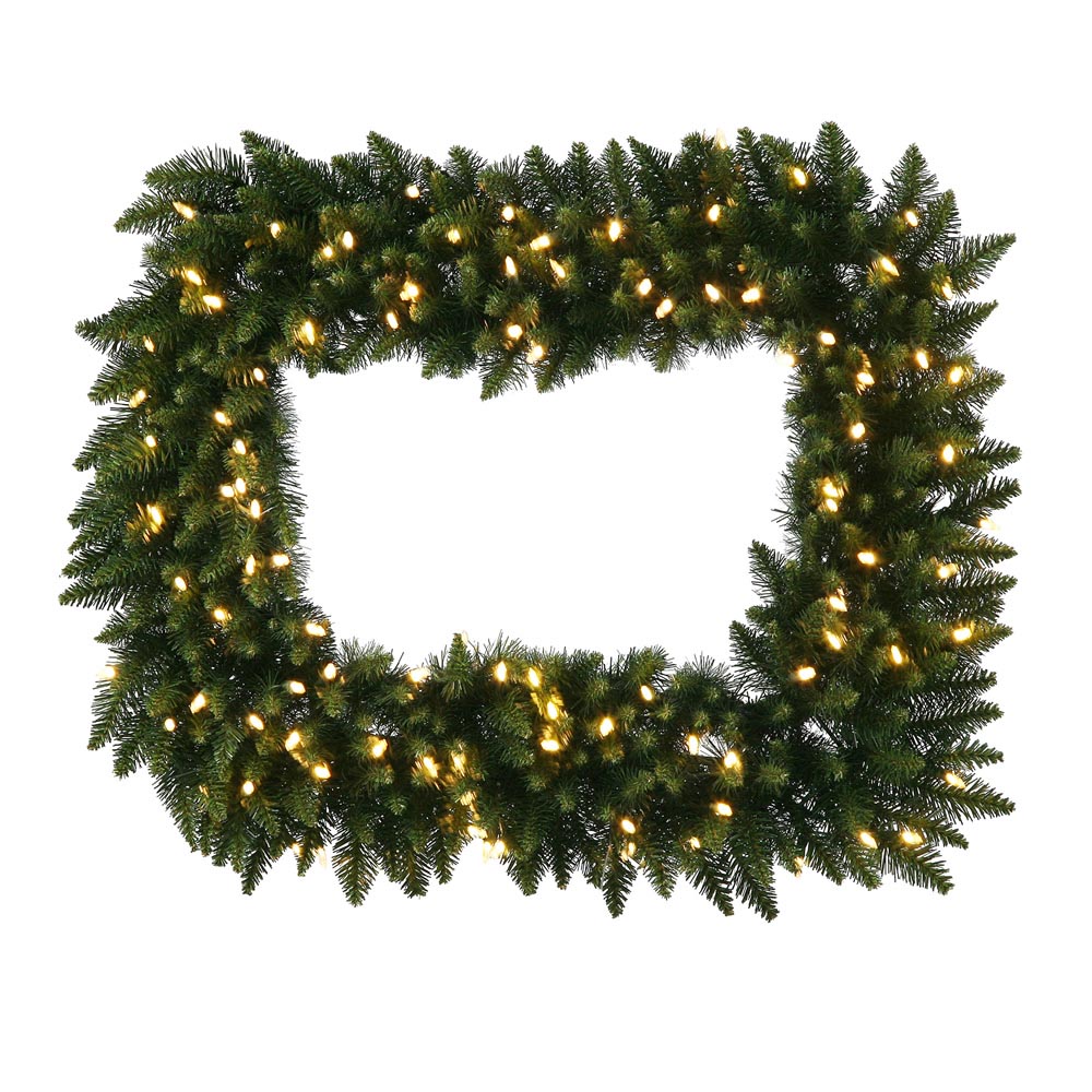 3 foot Camdon Rectangle Christmas Wreath: Clear LEDs | A861337LED