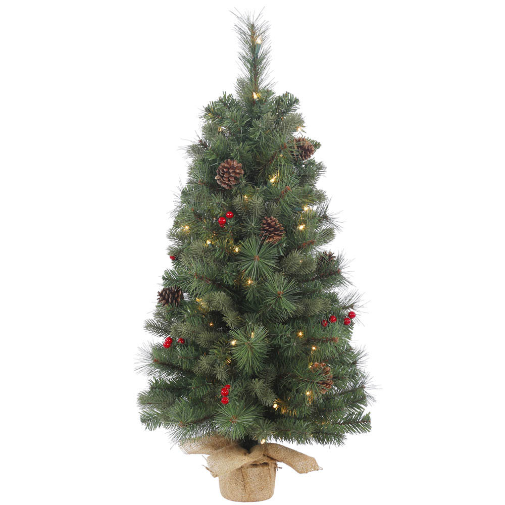 1.5 foot PE/PVC, Hard Needle Wesley Mixed Tabletop Pine Tree: Mini ...