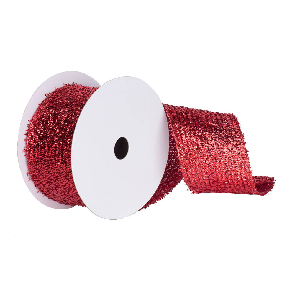 10 yard x 4 inch Red Metallic Woven Ribbon | Q154007