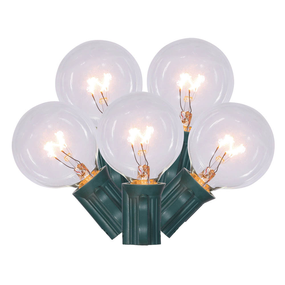 10 foot Outdoor Patio G40 Light Strand - 6x12x6 inch spacing: 10 Clear ...