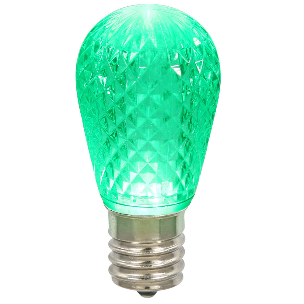 S14 LED Green Faceted Replacement Bulb with E26 Base: 15,000 HRS | XLEDS14
