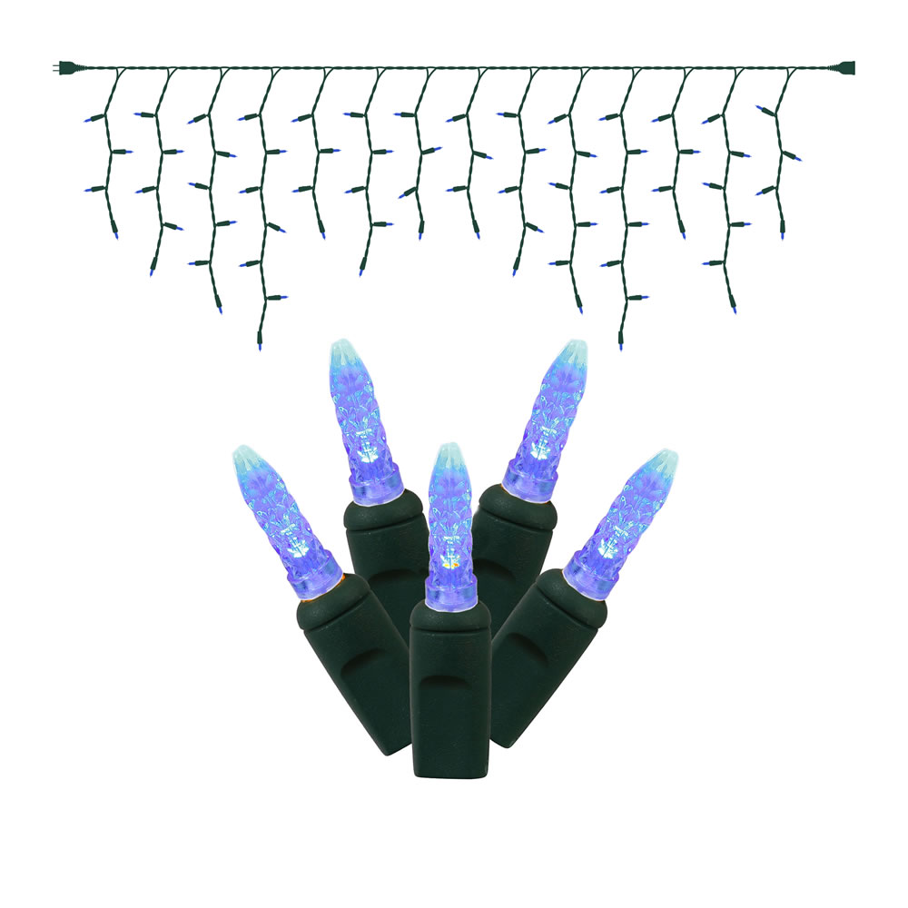 9 foot M5 LED Green Icicle Light Strand - 3.5 inch spacing: Blue Lights ...