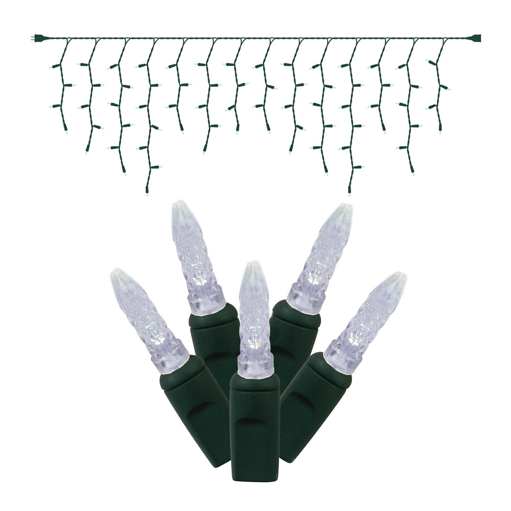 9 foot M5 LED Green Icicle Light Strand - 3.5 inch spacing: Cool White ...