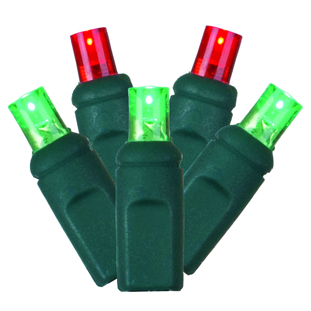 25 foot Wide Angle LED Lights with 6 inch spacing on Green Wire: Red ...