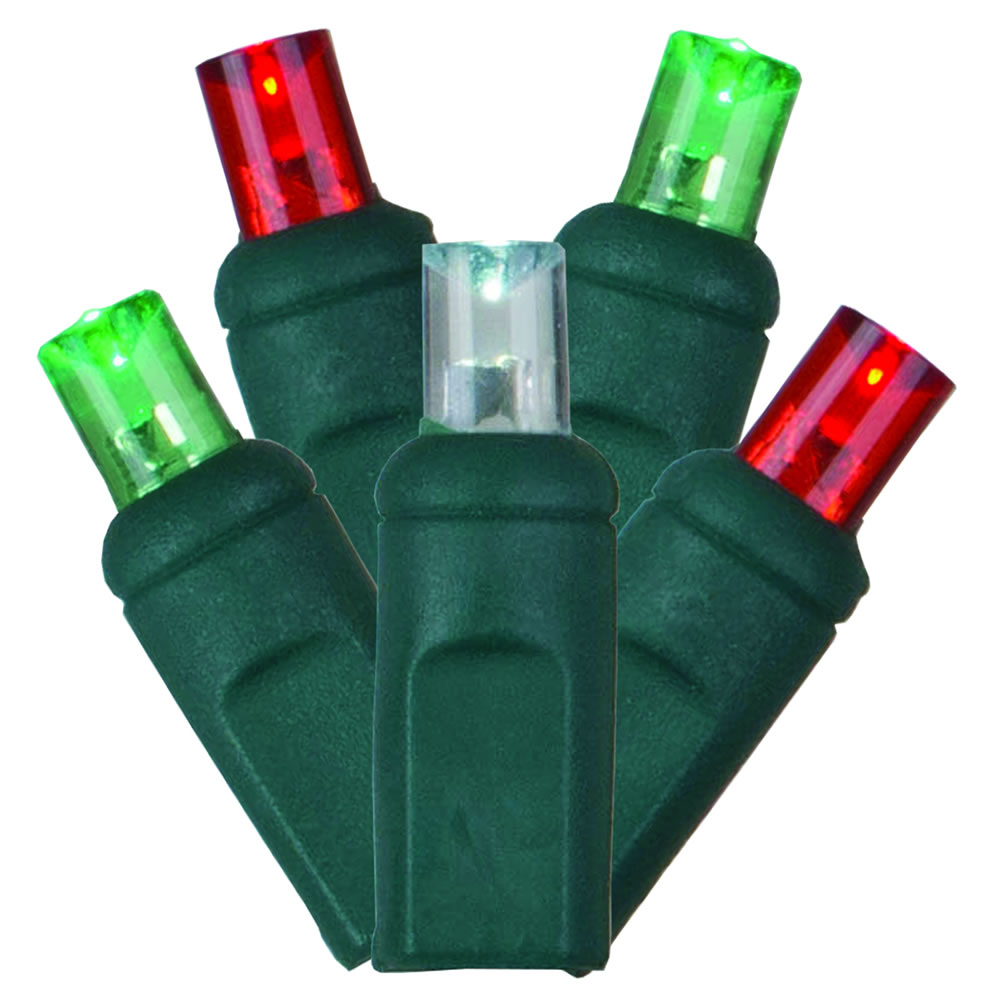 25 foot Wide Angle LED Lights with 6 inch spacing on Green Wire: Red ...