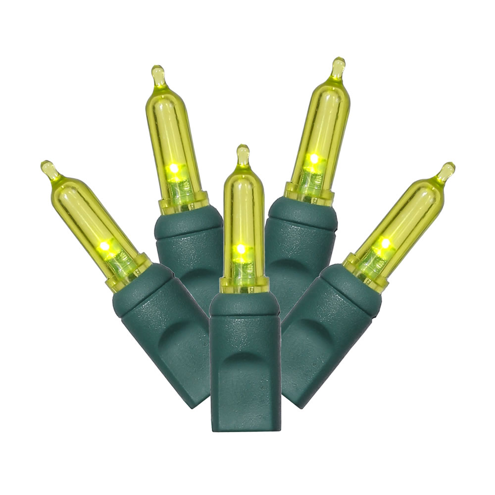25 foot Italian LED Lights with 6 inch Spacing on Green Wire: Lime ...